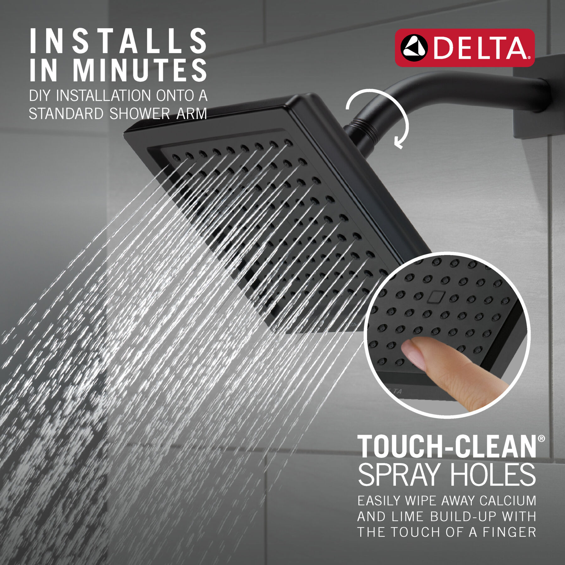 Single-Setting Raincan Shower Head in Matte Black 52283-BL | Delta Faucet