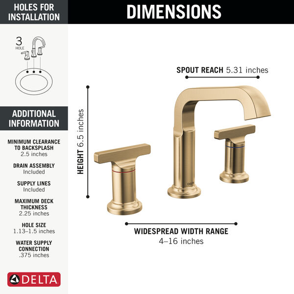 Two Handle Widespread Bathroom Faucet in Lumicoat® Champagne Bronze ...
