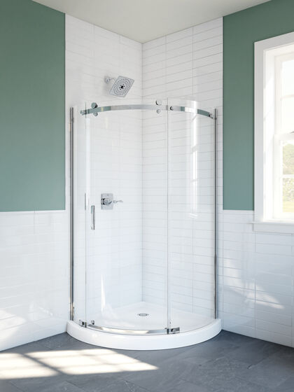 Round Corner Shower Enclosure in Chrome B911917-3838-PC | Delta Faucet