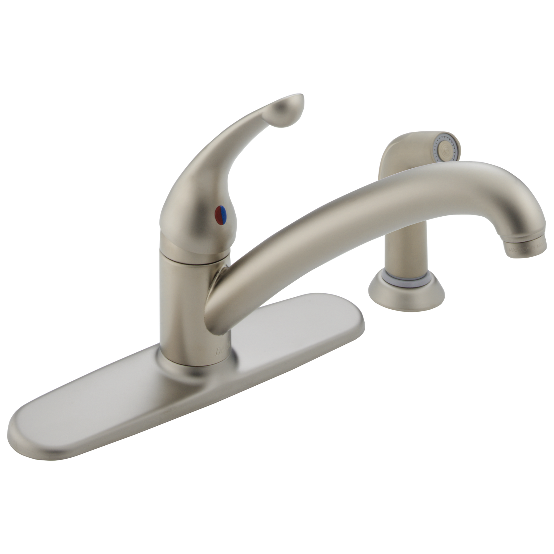Single Handle Kitchen Faucet in Pearl Nickel 480-NNWF | Delta Faucet