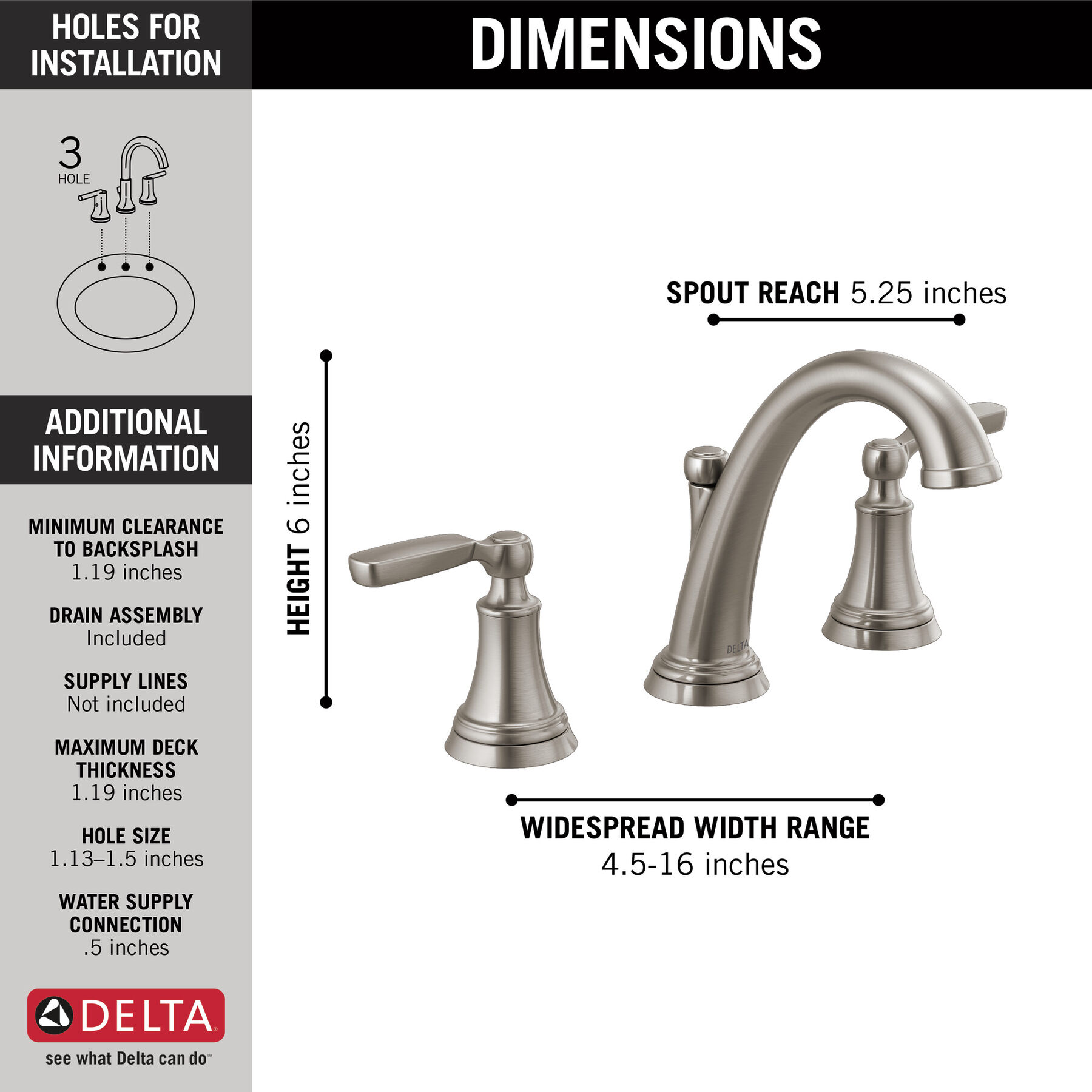 Two Handle Widespread Bathroom Faucet in Stainless 3532LF-SSMPU | Delta Faucet