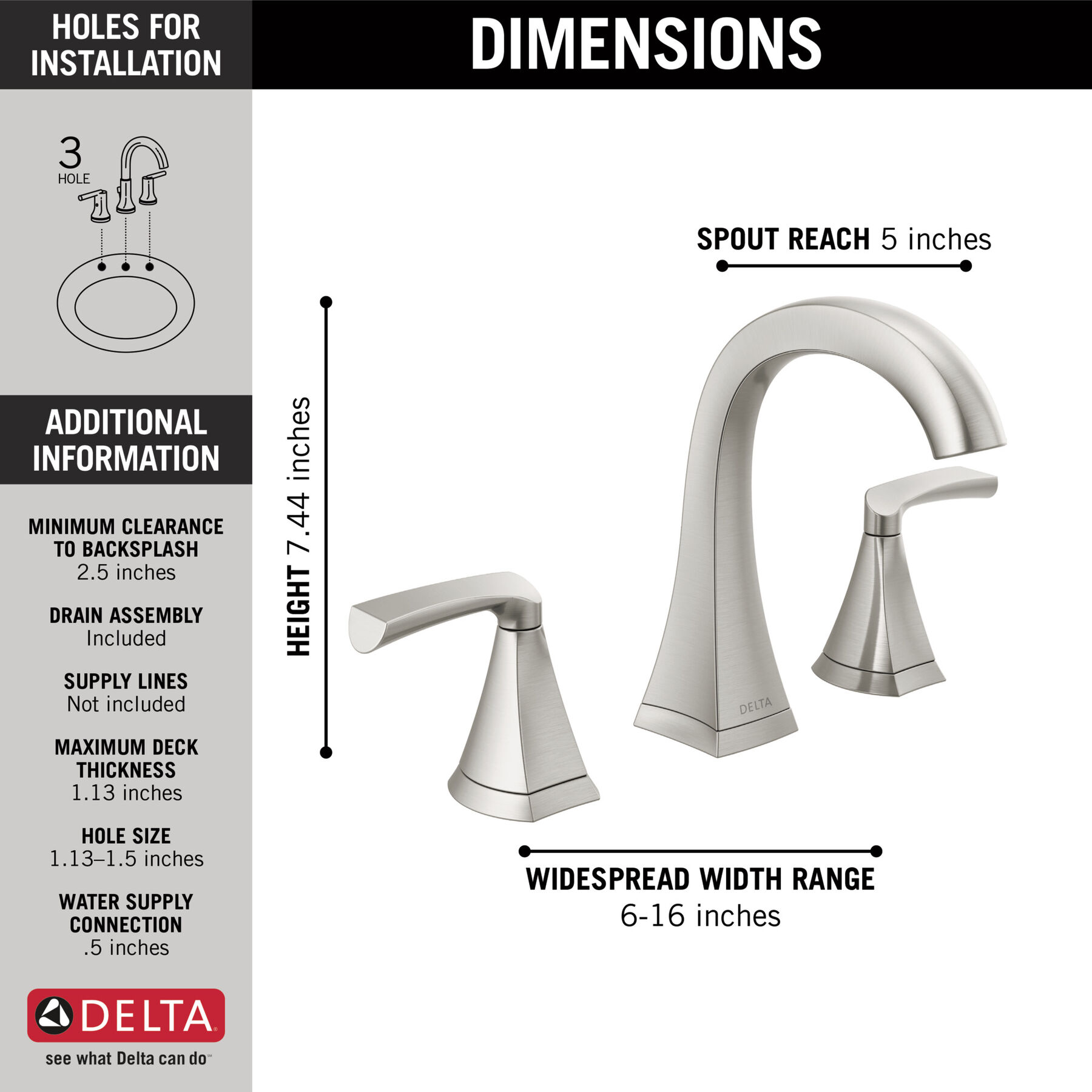 Two Handle Widespread Bathroom Faucet (Recertified) in Spotshield ...