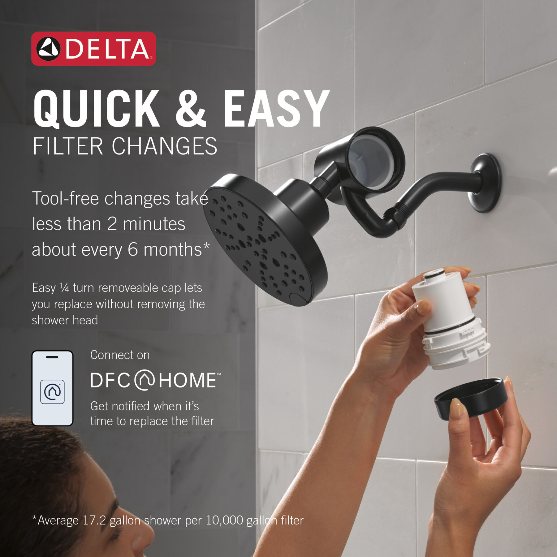 Premium Shower Filter Attachment in Matte Black 5SF100-BL | Delta Faucet