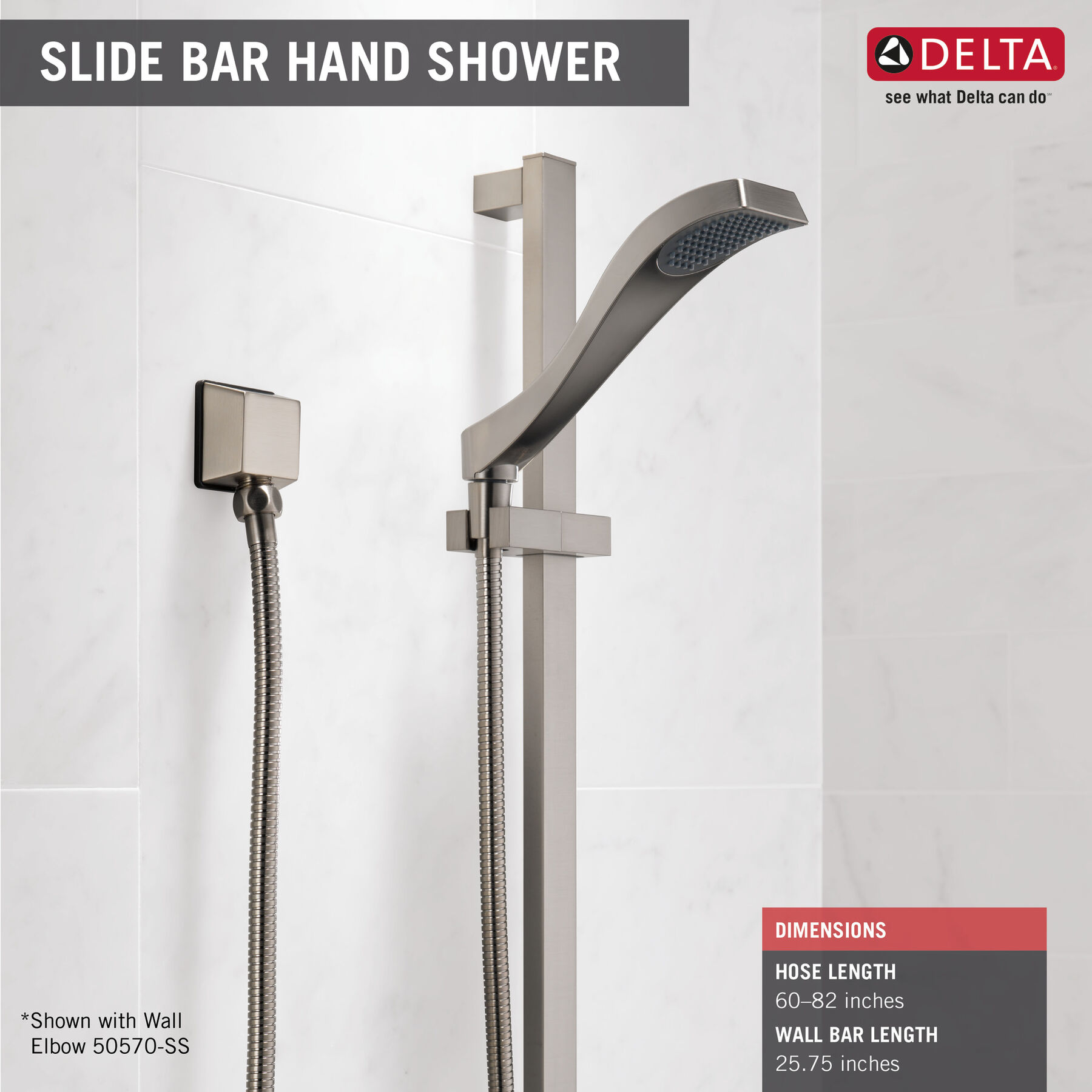 Premium Single-Setting Slide Bar Hand Shower in Stainless 57051-SS ...