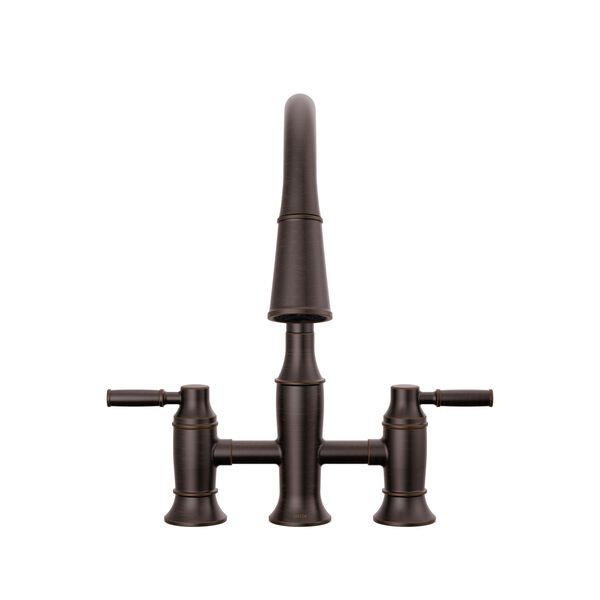 Two Handle Pull-Down Bridge Kitchen Faucet in Venetian Bronze 2384L-RB ...