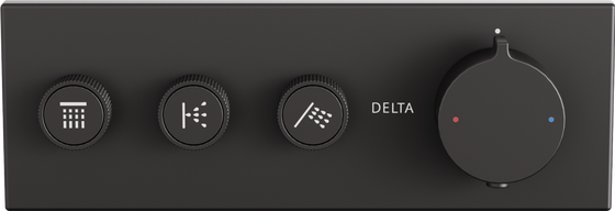 High Flow Push Button Themrostatic Trim 3 Outlet in Matte Black T67703 ...