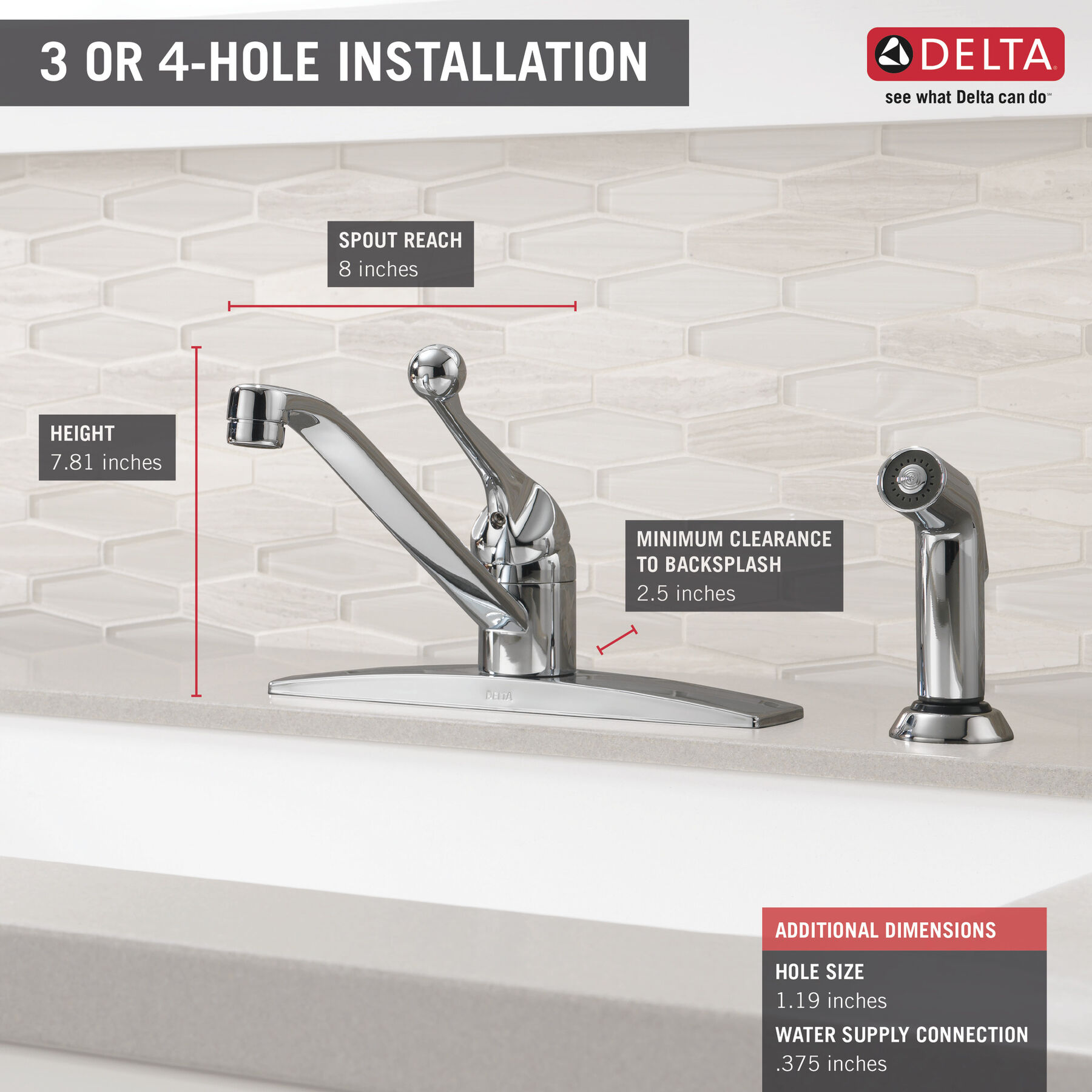 Single Handle Kitchen Faucet with Spray in Chrome 400LF-WF | Delta Faucet