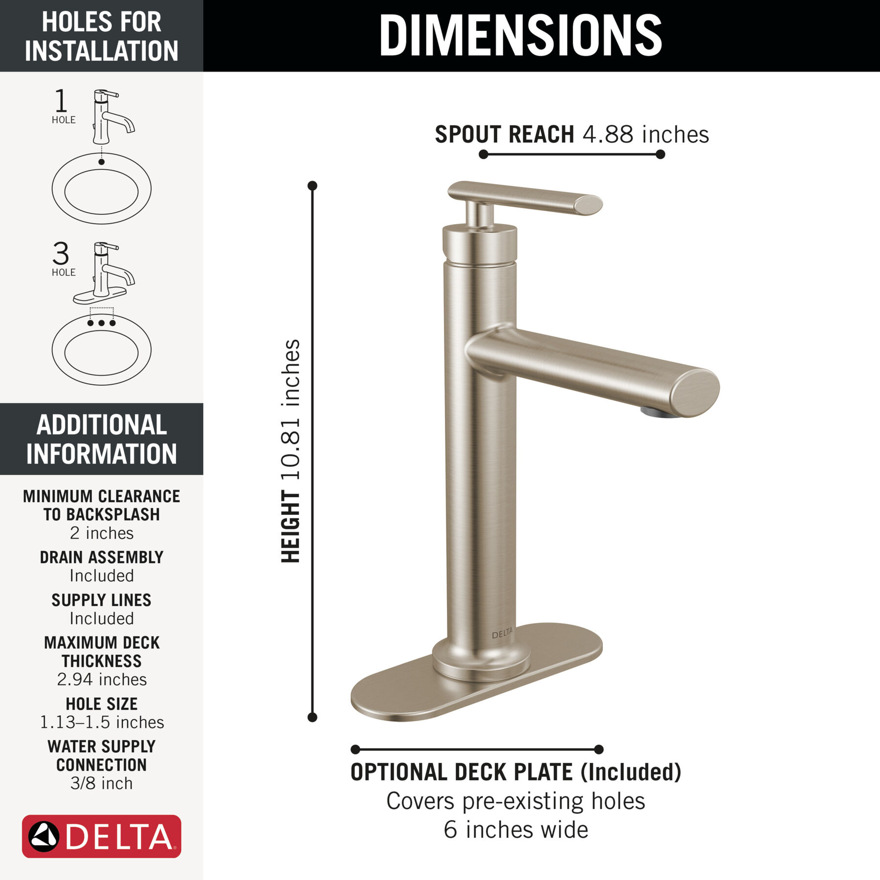 Single Handle Bathroom Faucet in Stainless 5442-SSMPU-DST | Delta Faucet