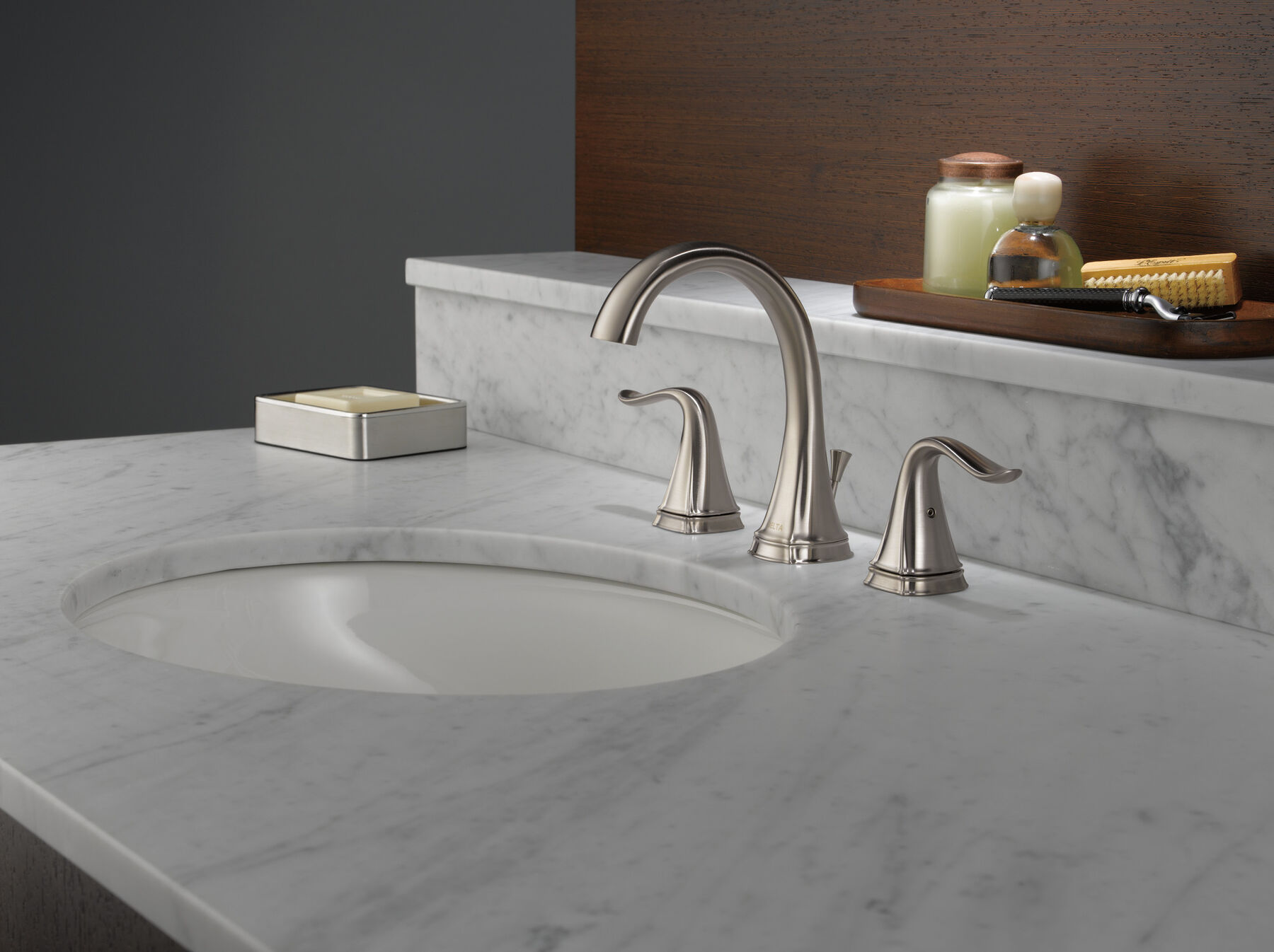 Two Handle Widespread Bathroom Faucet in Stainless 35705LF-SS-ECO | Delta Faucet