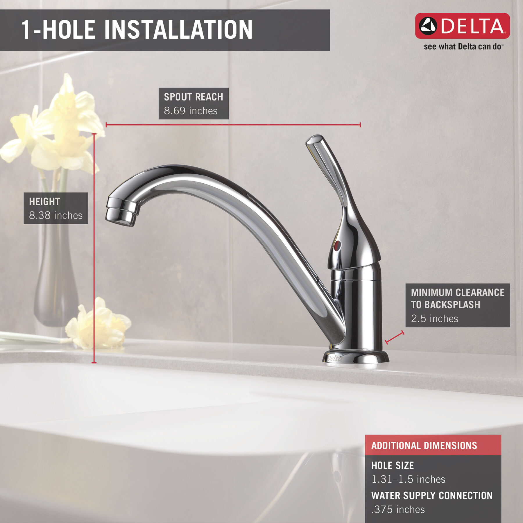 Single Handle Kitchen Faucet in Chrome 101-DST | Delta Faucet