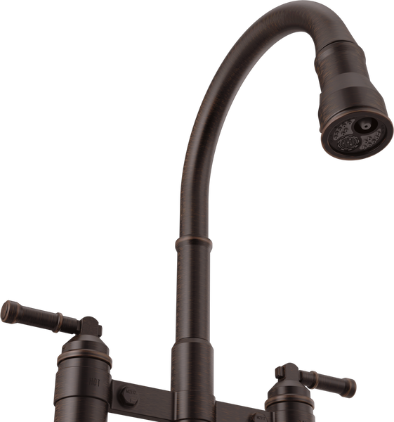 Two Handle Pull-Down Bridge Kitchen Faucet in Venetian Bronze 2390L-RB ...