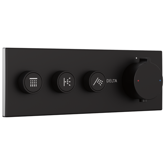 High Flow Push Button Themrostatic Trim 3 Outlet in Matte Black T67703 ...