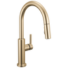 Single Handle Pull-Down Kitchen Faucet in Champagne Bronze 19867LF-CZ ...