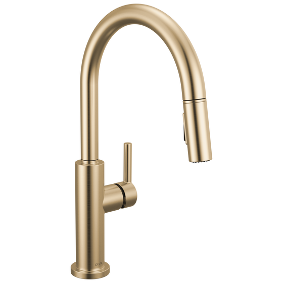 Single Handle Pull-Down Kitchen Faucet in Champagne Bronze 19867LF-CZ ...