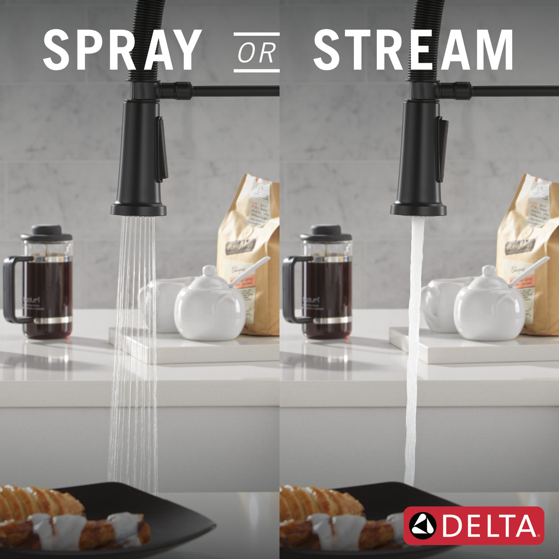 Single Handle Pull-Down Spring Kitchen Faucet in Matte Black 18829-BL ...