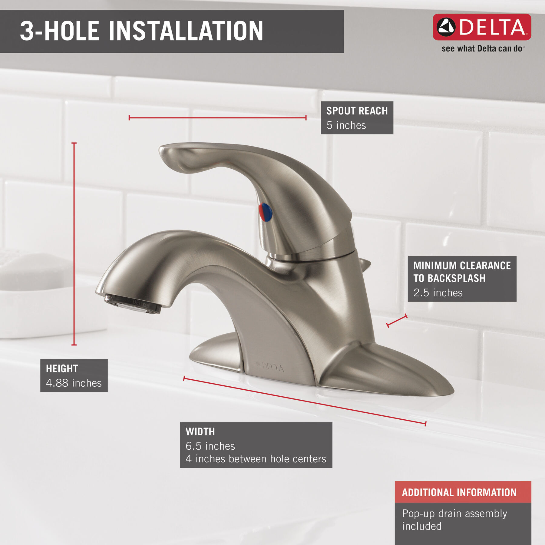 Single Handle Centerset Bathroom Faucet in Stainless 520-SSPPU-DST ...