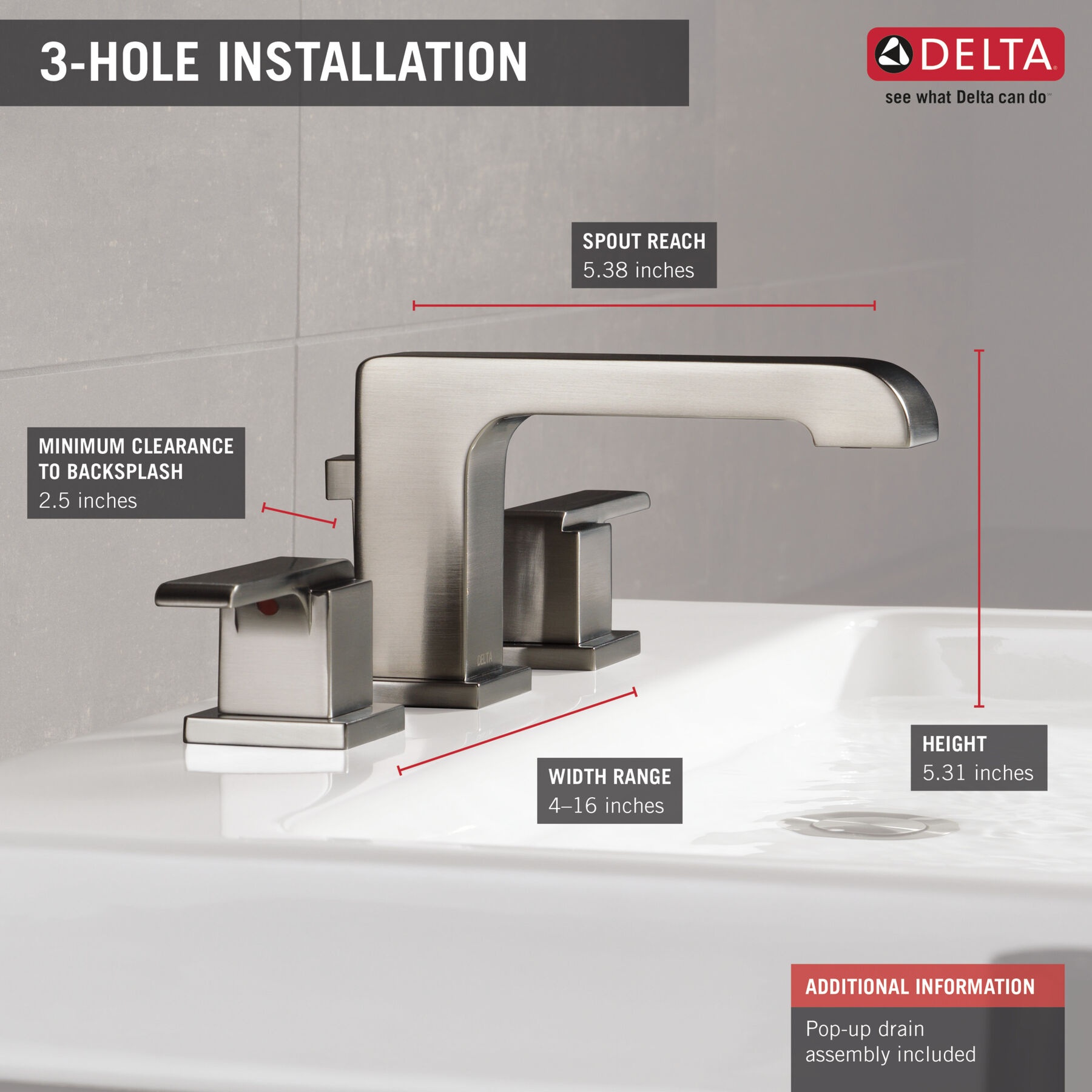 Two Handle Widespread Bathroom Faucet (Recertified) in Stainless 3567-SSMPU-DST-R | Delta Faucet