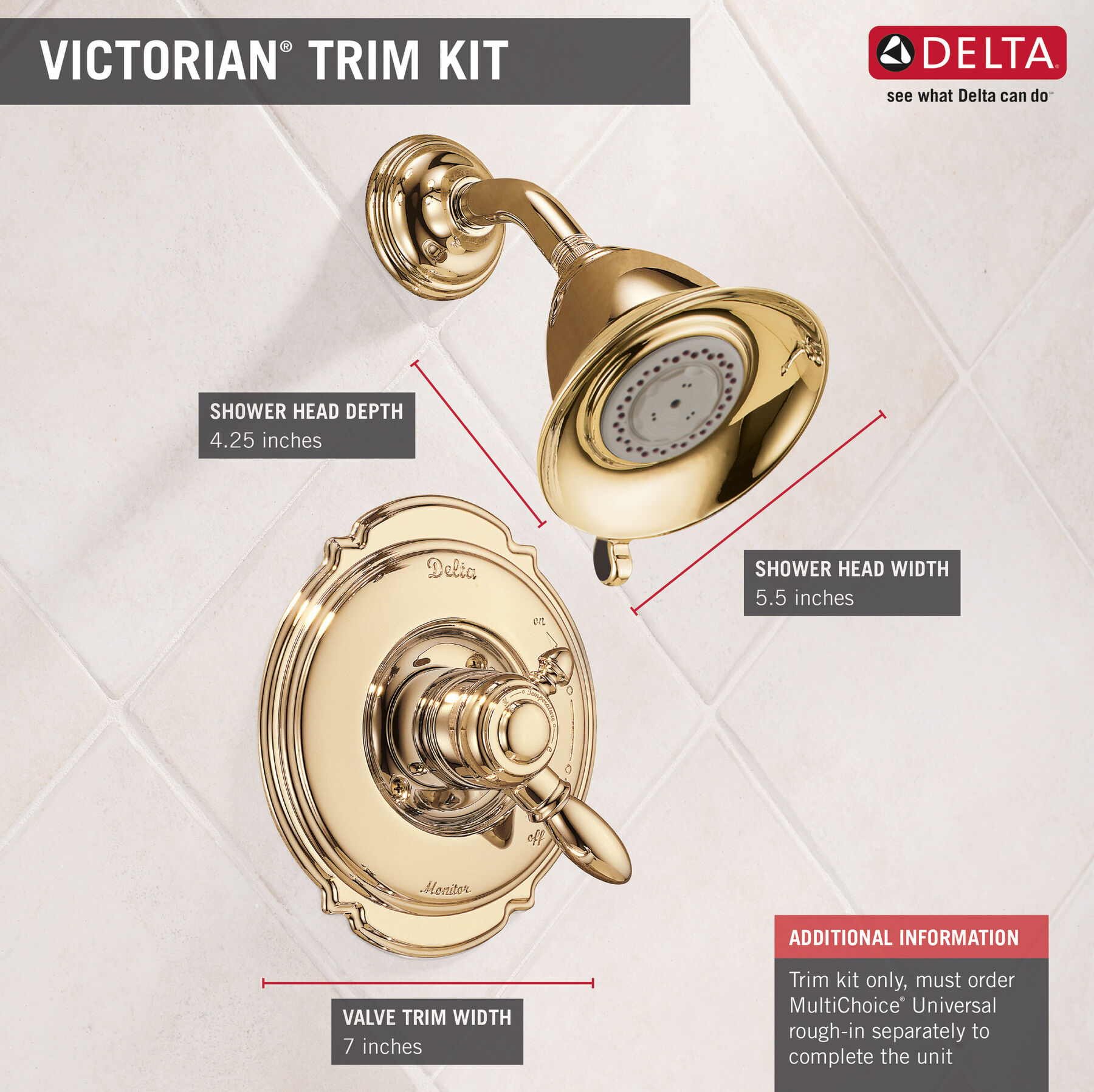 Monitor® 17 Series Shower Trim in Polished Brass T17255-PB | Delta Faucet