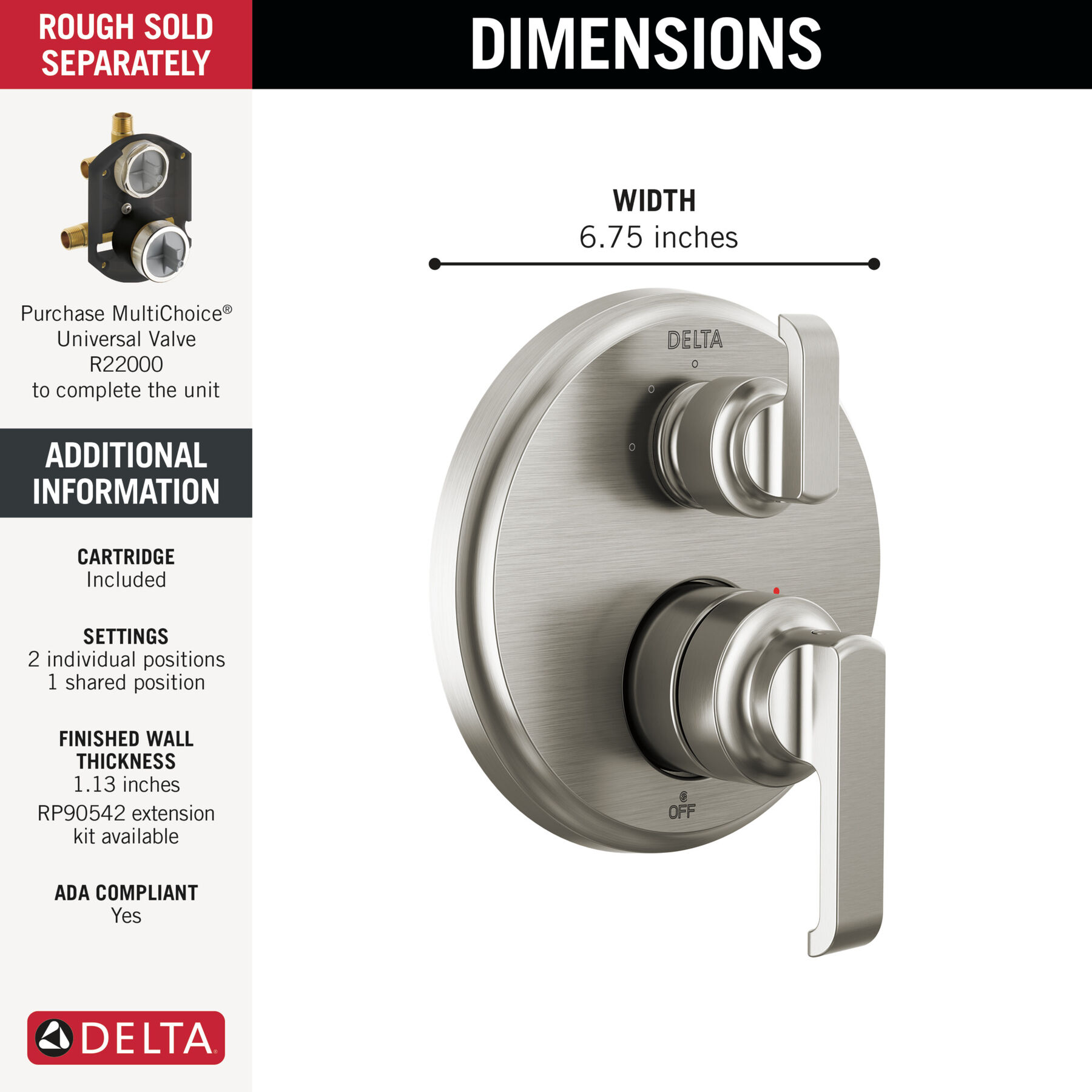 14 Series Integrated Diverter Trim with 3-Setting in Lumicoat ...