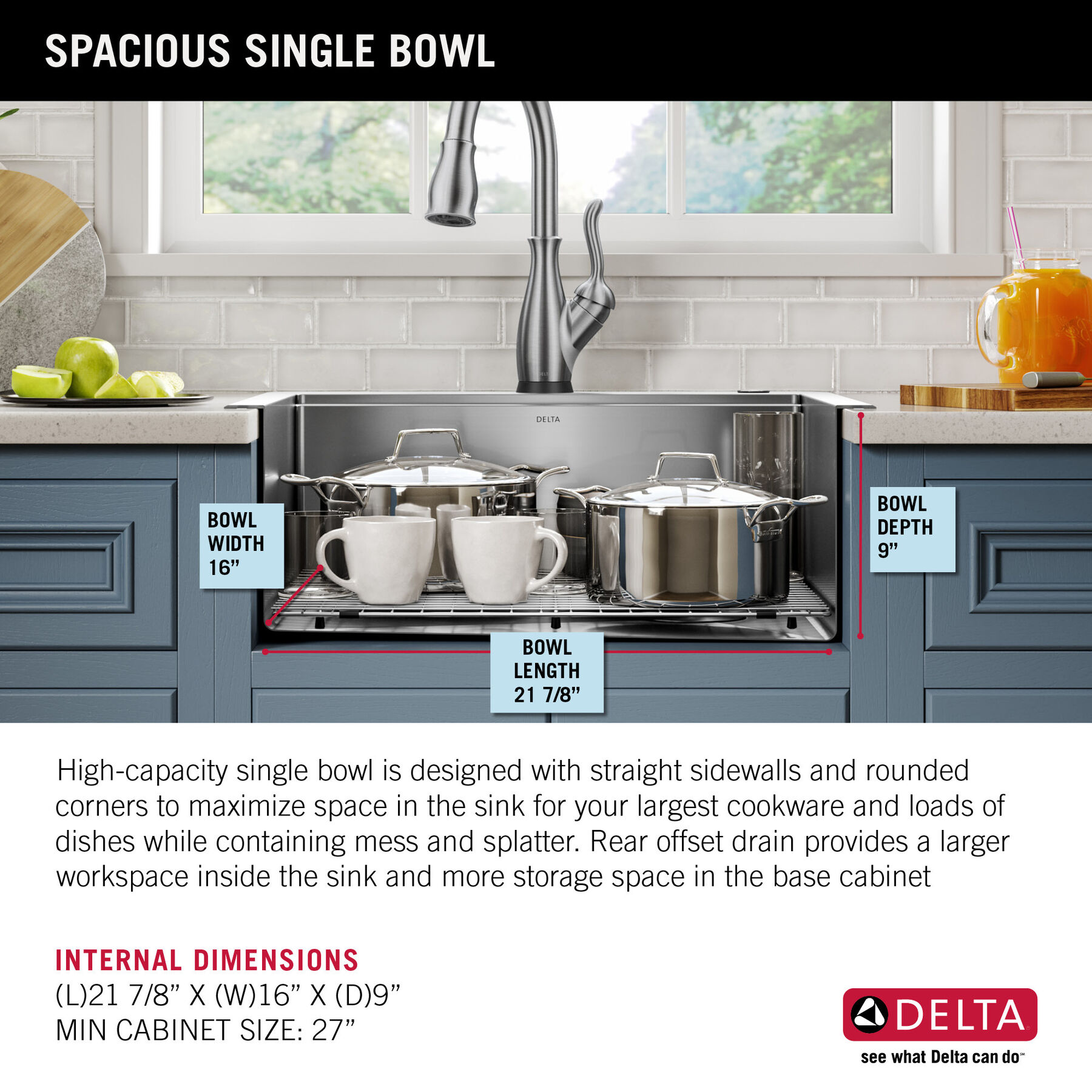 25” Workstation Kitchen Sink Drop-In Top Mount Stainless Steel Single ...