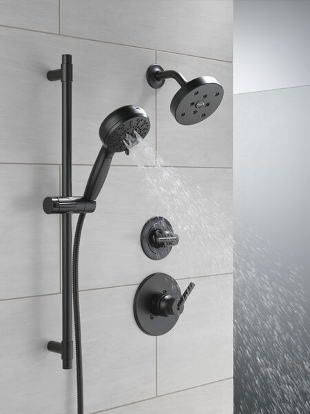 7-Setting Slide Bar Hand Shower with Cleaning Spray in Matte Black ...