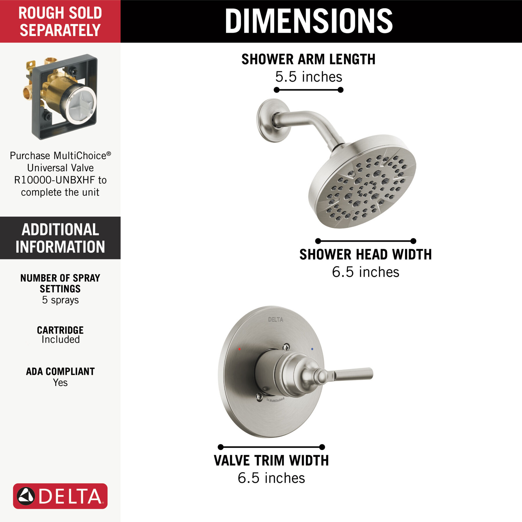 Monitor® 14 Series Shower Trim in Stainless T14235-SS | Delta Faucet