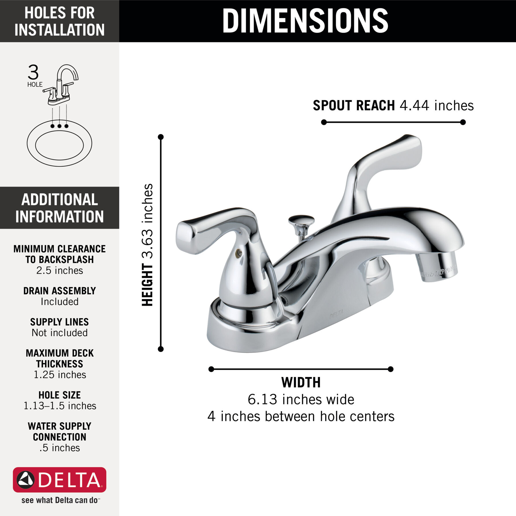 Centerset Bathroom Faucet 1L in Chrome B2511LF-PPU-ECO2 | Delta Faucet