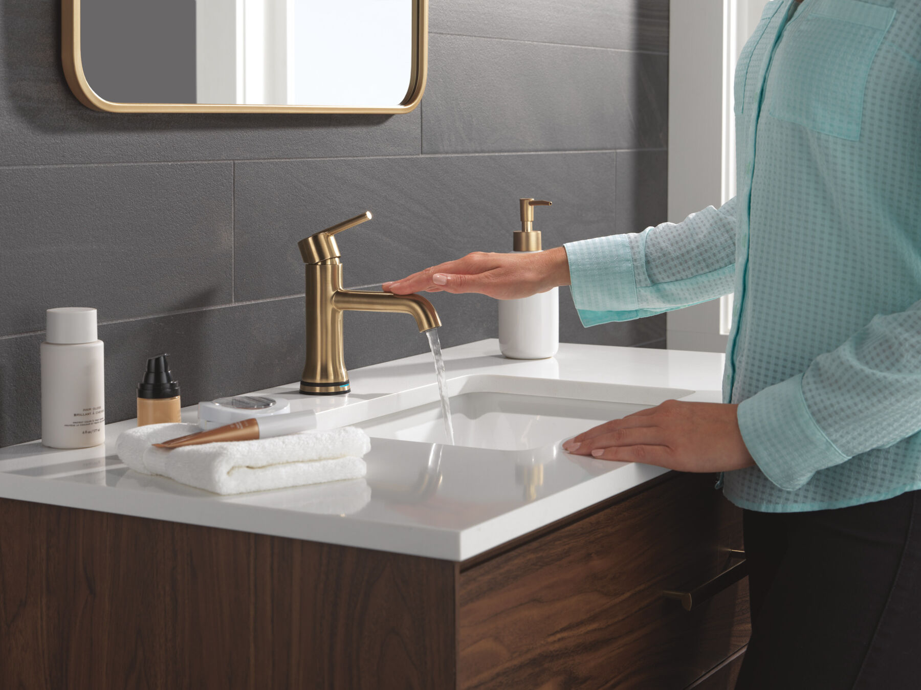 Touch2O Bathroom Faucet with Touchless Technology in Champagne Bronze ...
