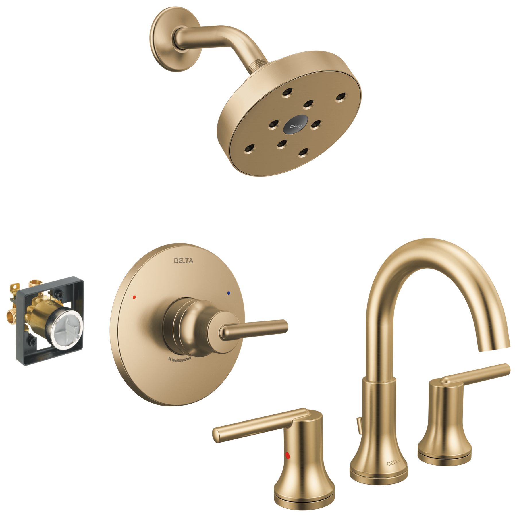 Widespread Lavatory Faucet with Shower Trim and Rough Bundle - 14 ...