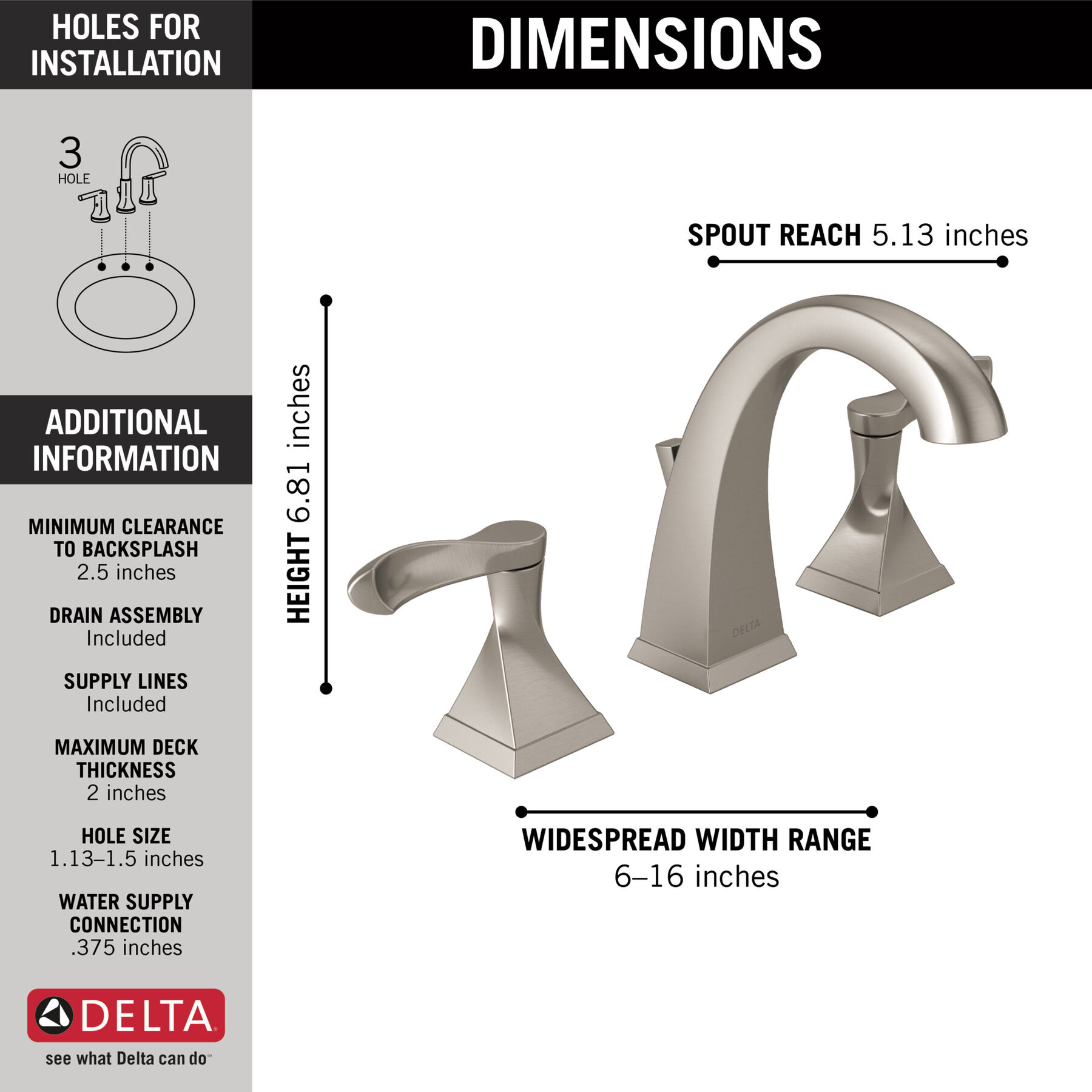 Two Handle Widespread Bathroom Faucet (Recertified) in Spotshield Brushed Nickel 35741-SP-DST-R ...