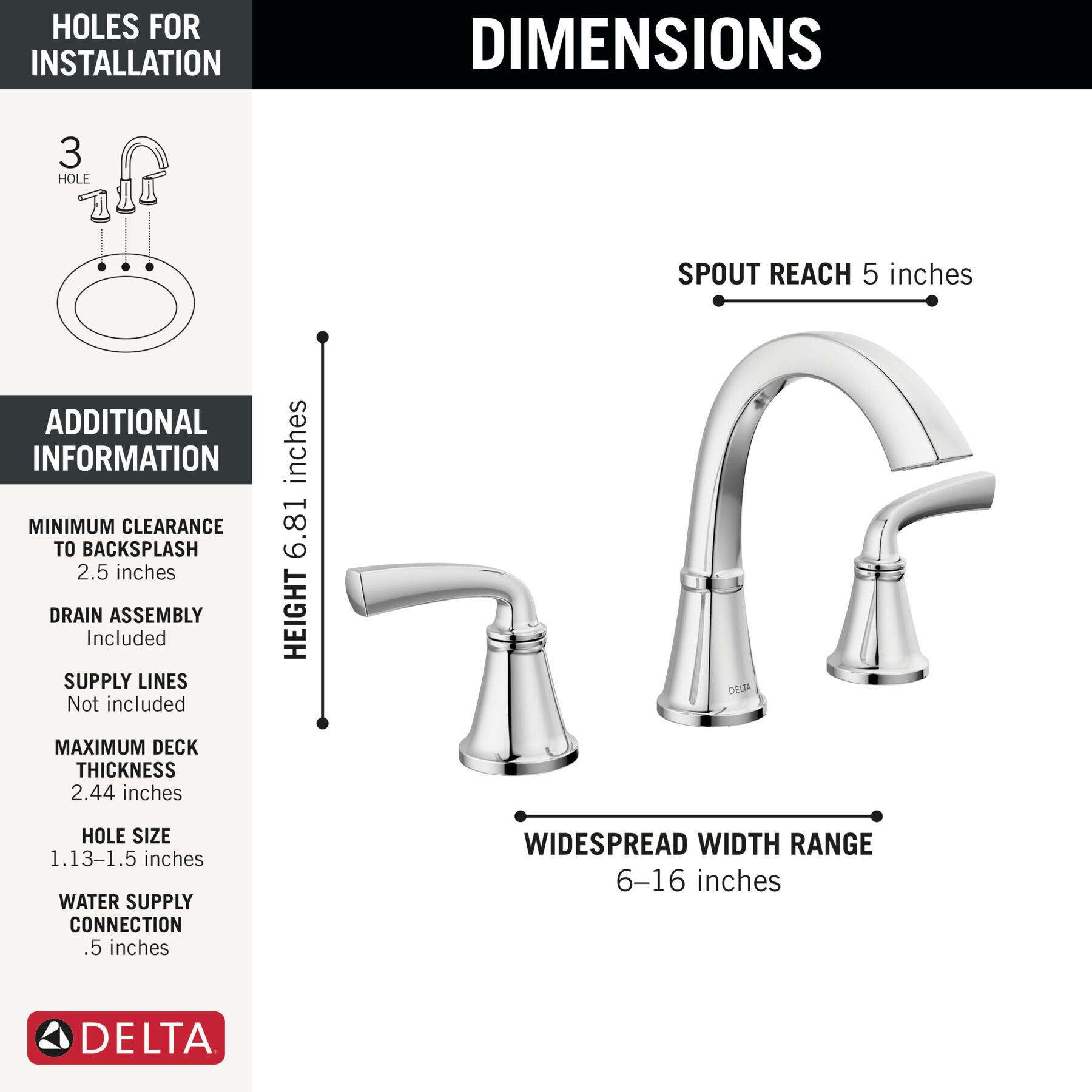 Two Handle Widespread Bathroom Faucet in Chrome 35864LF | Delta Faucet