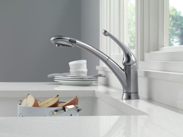 Single Handle Pull-Out Kitchen Faucet in Arctic Stainless 470-AR-DST ...