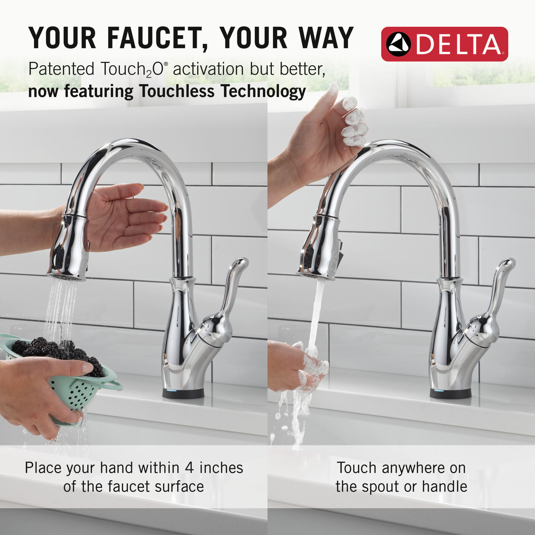 Touch2O® Kitchen Faucet with Touchless Technology in Chrome 9178TL-DST ...