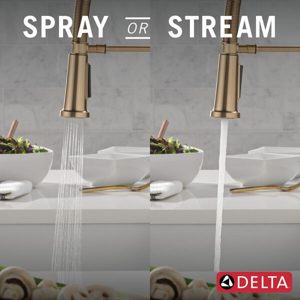 Single Handle Pull-Down Spring Kitchen Faucet in Champagne Bronze 18829 ...