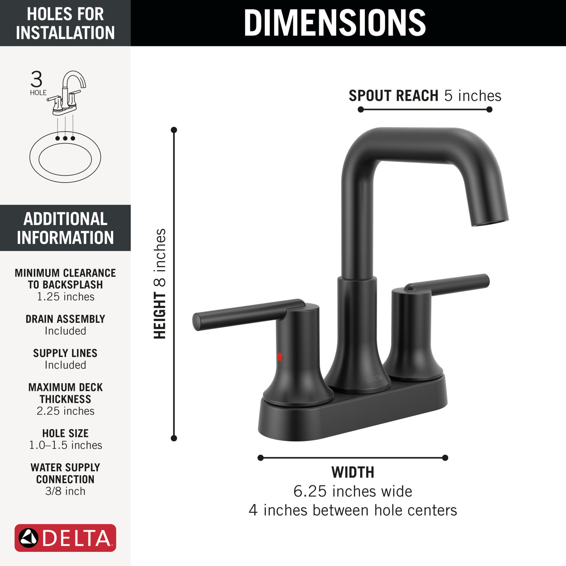 Centerset Bathroom Faucet in Matte Black 2554-BLMPU-DST | Delta Faucet
