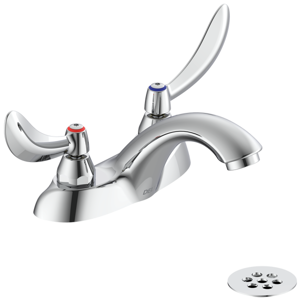 Two Handle Centerset Lavatory Faucet with Grid Strainer in Chrome ...