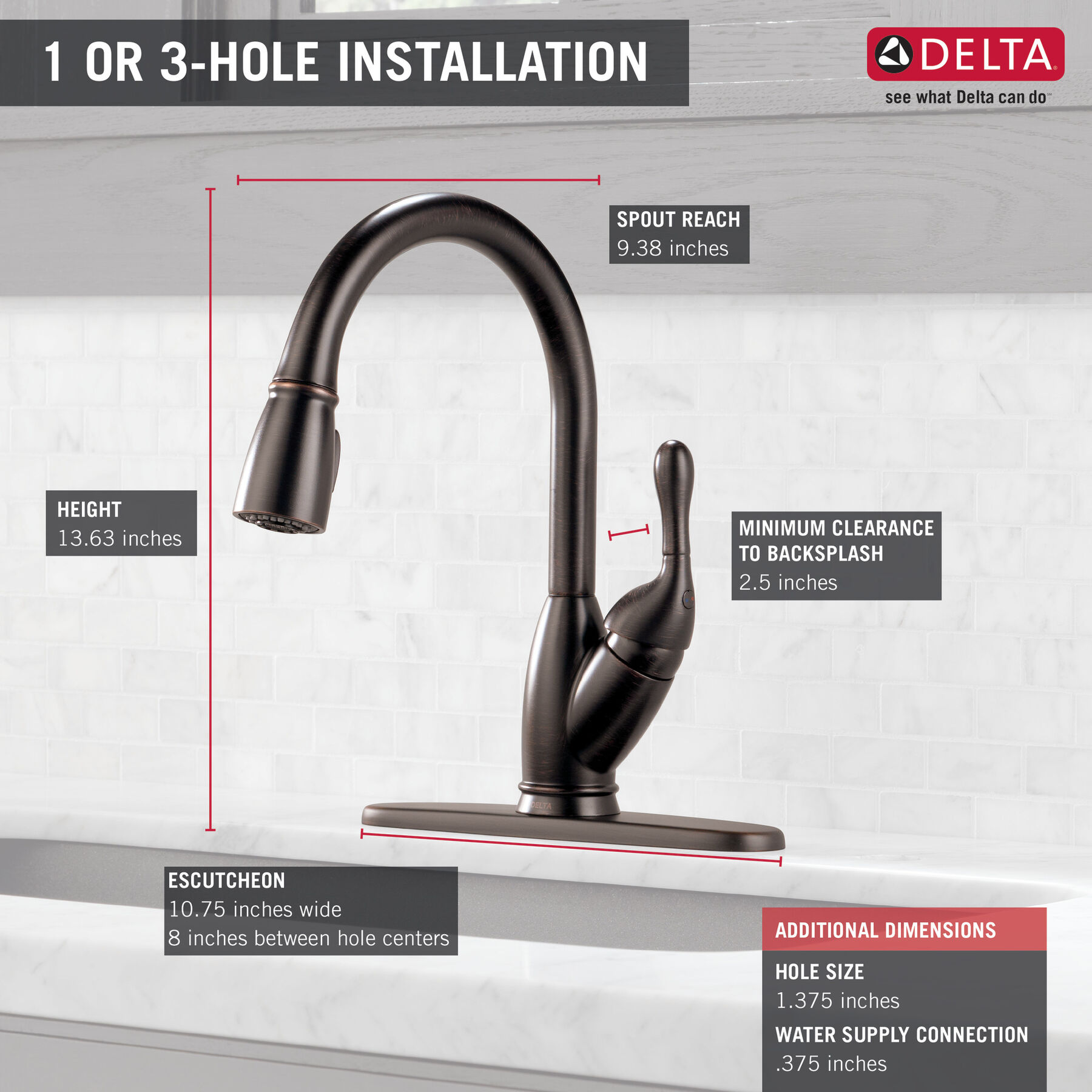 Pull-Down Kitchen Faucet in Venetian Bronze 19939-RB-DST | Delta Faucet