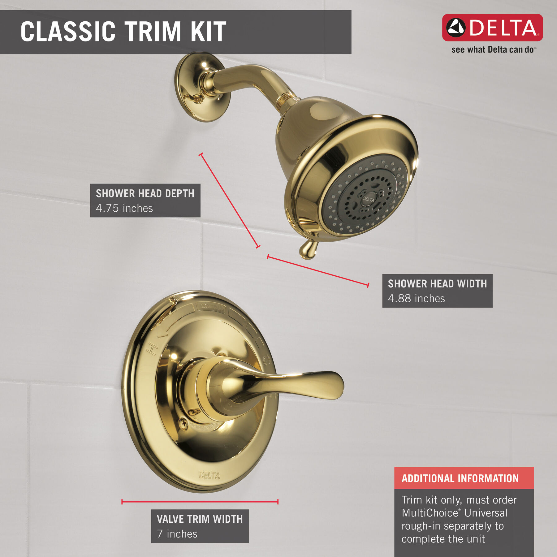 Monitor® 13 Series Shower Trim in Polished Brass T13220-PBSHC | Delta ...