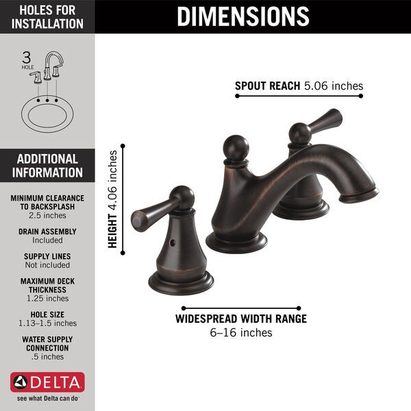 Two Handle Widespread Bathroom Faucet in Venetian Bronze 35999LF-RB | Delta Faucet