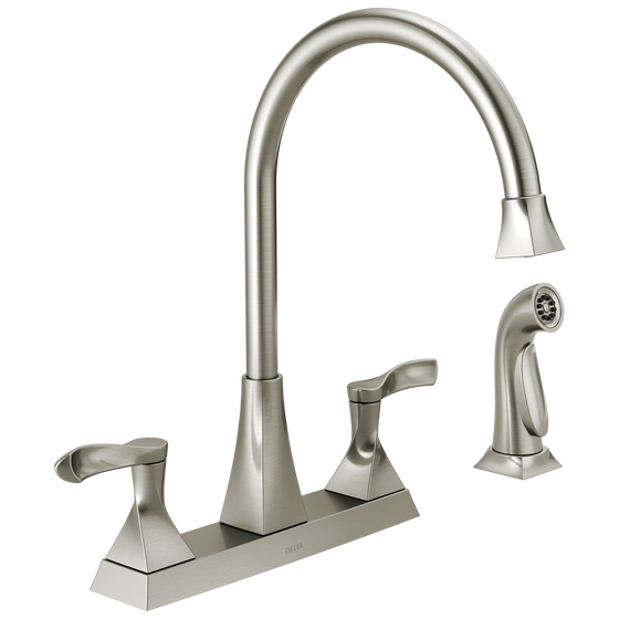 Two Handle Kitchen Faucet with Spray in Stainless 21741LF-SS | Delta Faucet