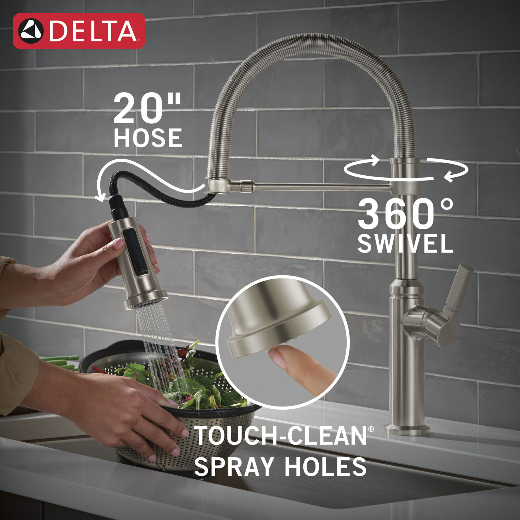 Single Handle Pull-Down Kitchen Faucet With Spring Spout in Stainless ...