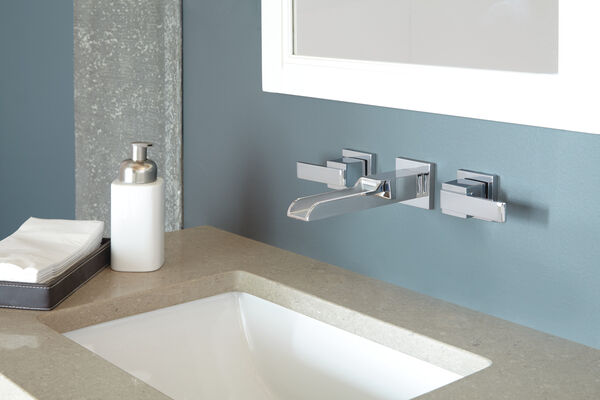 Two Handle Wall Mount Channel Bathroom Faucet Trim (Recertified) in ...