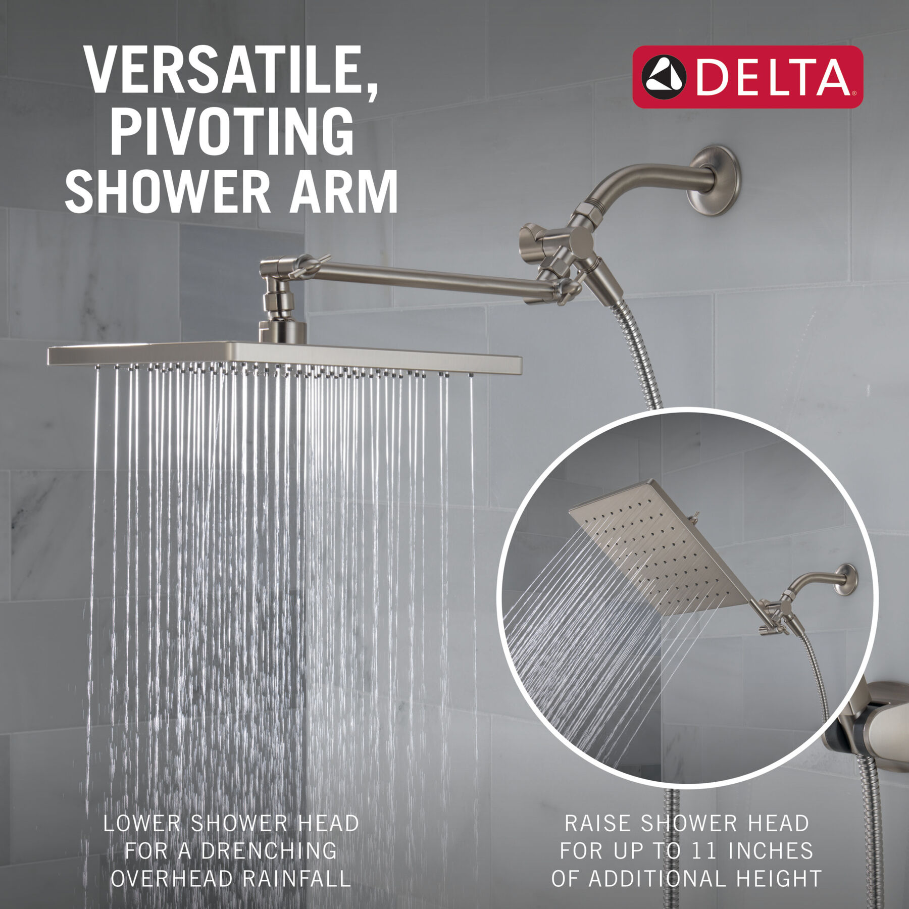 10 inch Raincan Shower Head & Hand Held Combo with Adjustable Extension ...