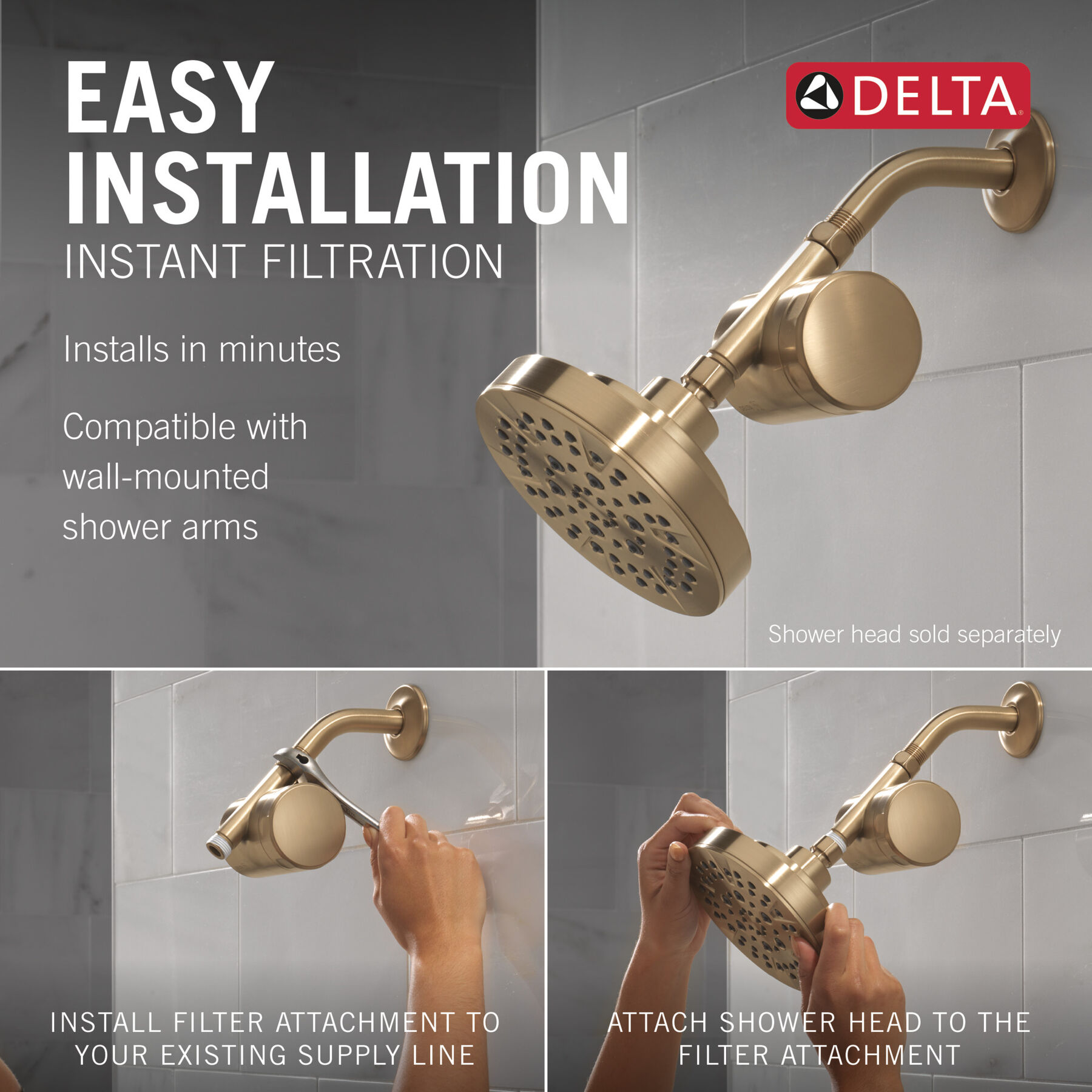 Standard Shower Filter Attachment in Champagne Bronze 7SF100-CZ | Delta ...