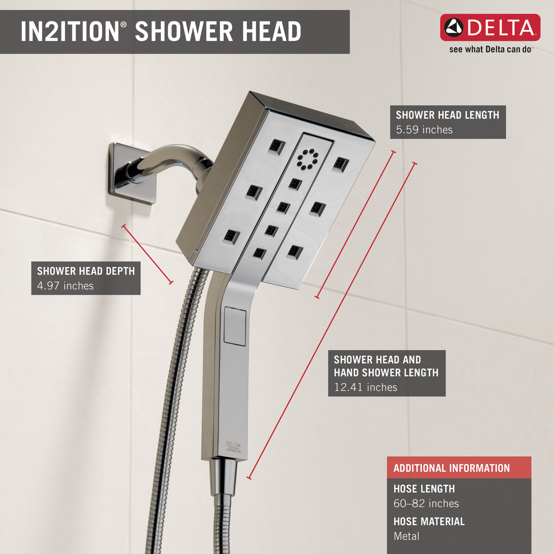 H2Okinetic® In2ition® 4-Setting Two-in-One Shower in Chrome 58473 ...