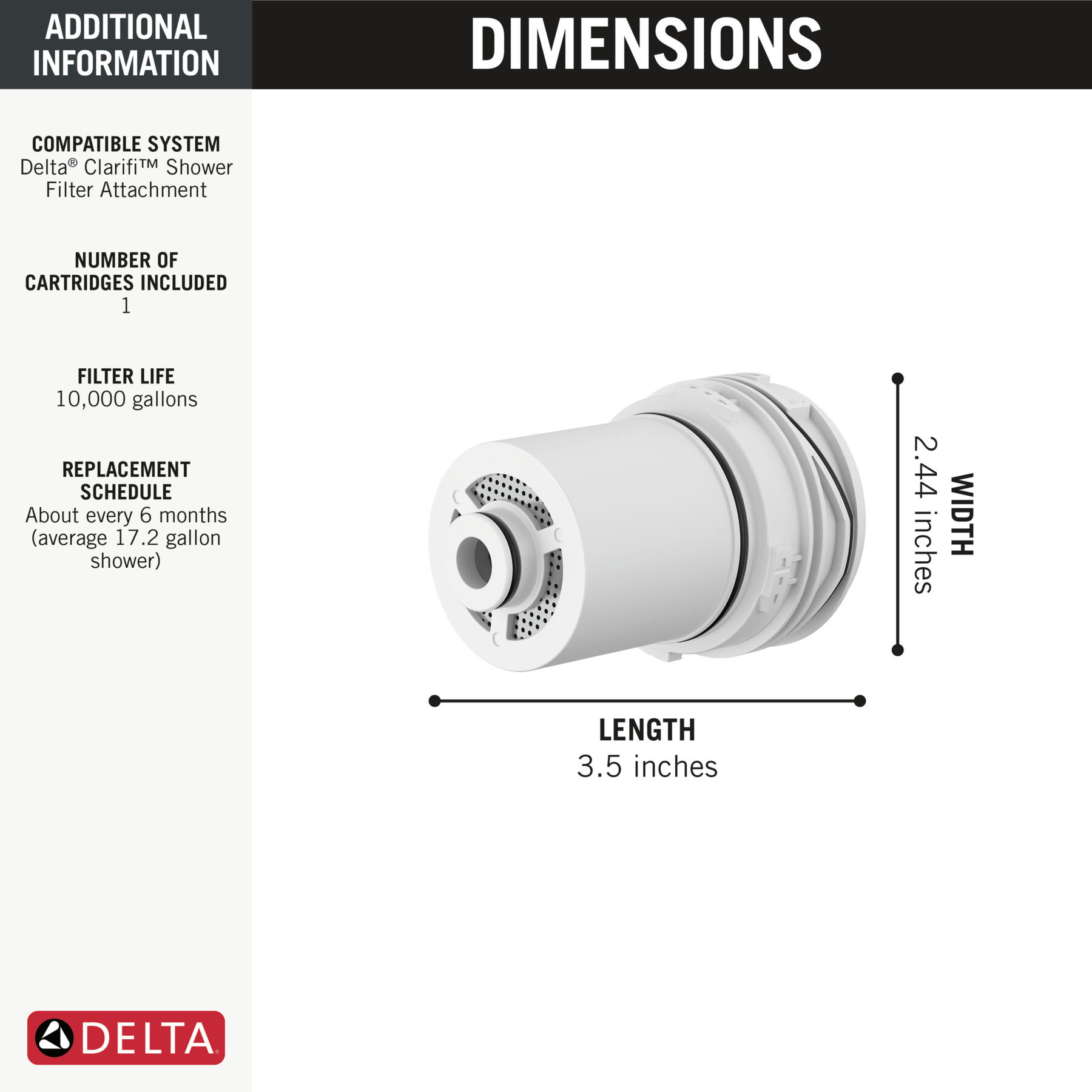 Shower Filter Replacement Cartridge 7RC100 | Delta Faucet