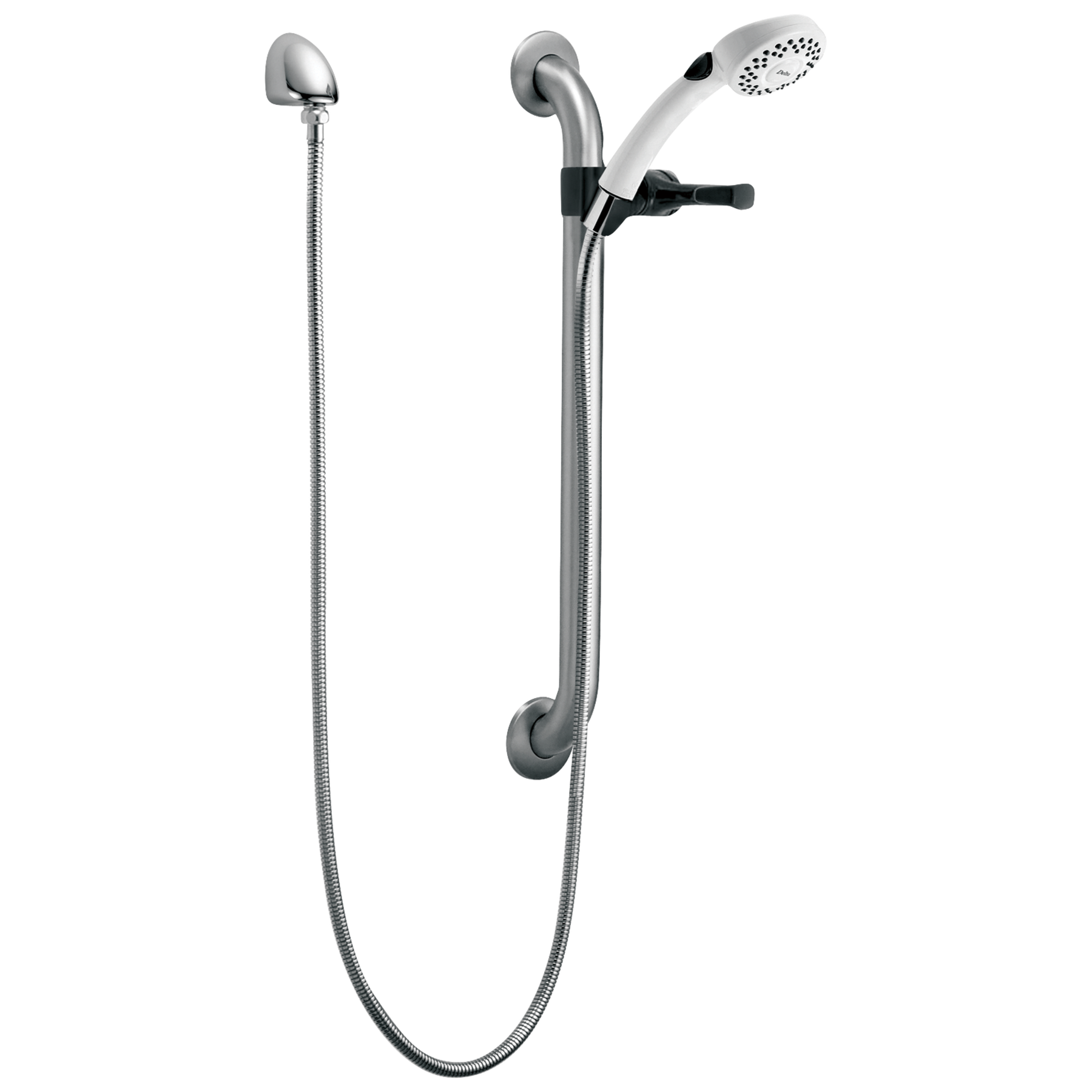 Single Function Hand Shower with Grab Bar and Elbow in Stainless And ...