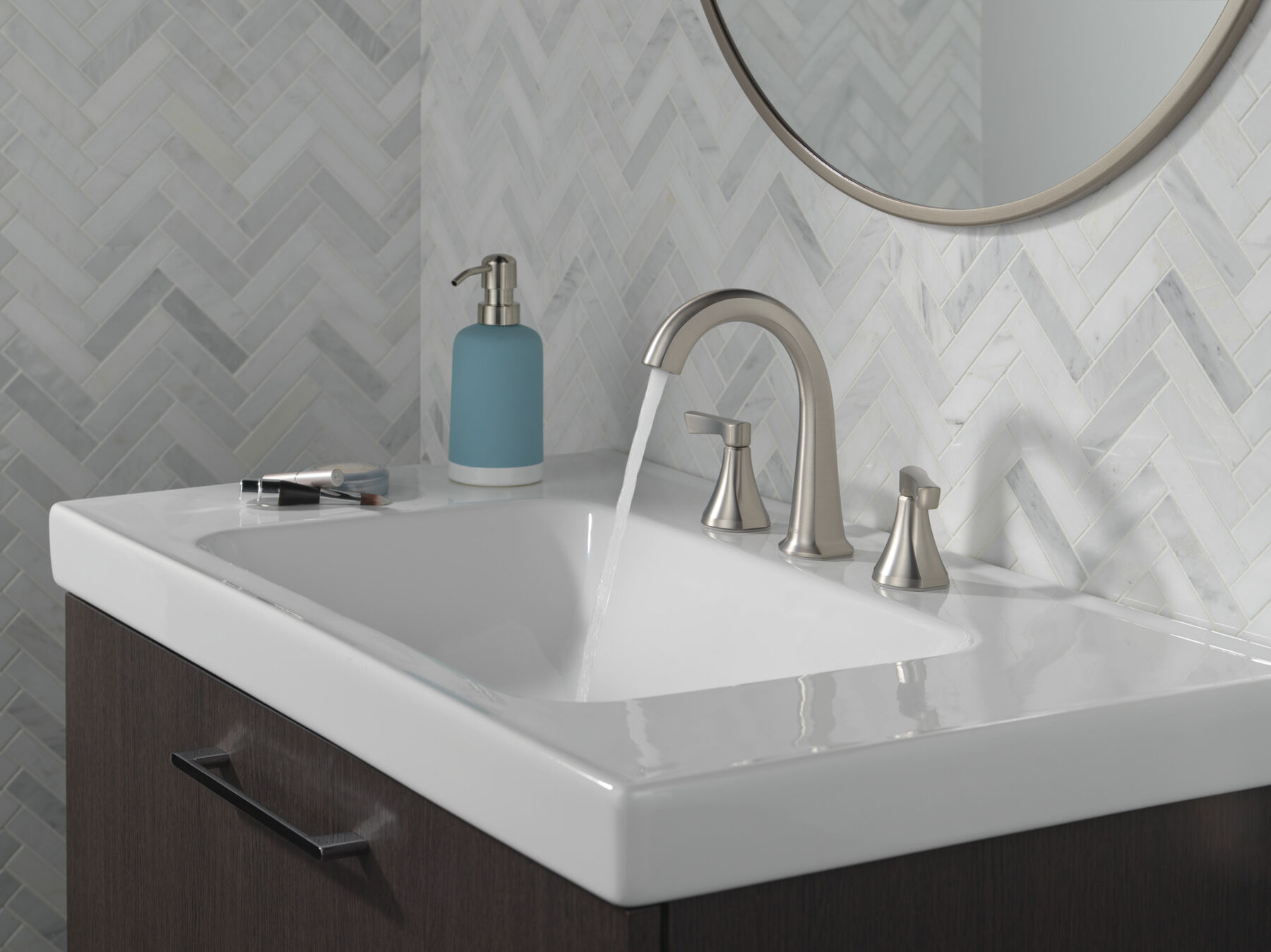 Two Handle Widespread Bathroom Faucet in Spotshield Brushed Nickel ...