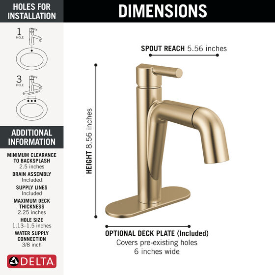 Single Handle Pull-Down Bathroom Faucet in Champagne Bronze 15849LF ...
