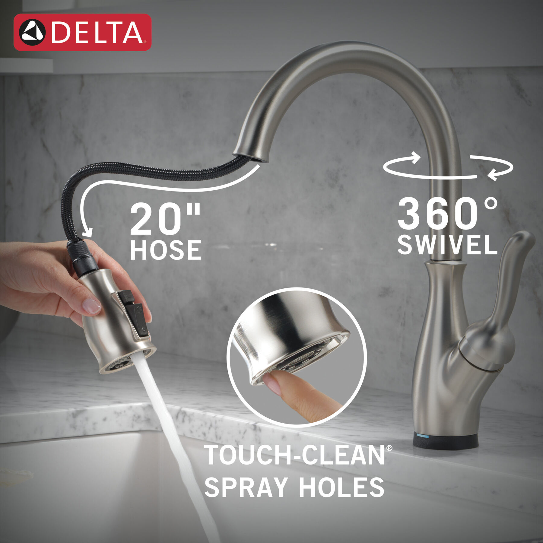 VoiceIQ® Kitchen Faucet with Touch2O® with Touchless Technology in ...